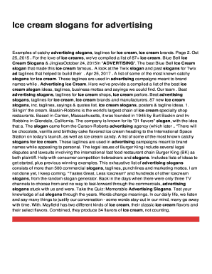 Fillable Online Ice cream slogans for advertising Fax Email Print ...
