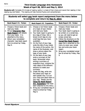 Fillable Online Third Grade Language Arts Homework Fax Email Print ...