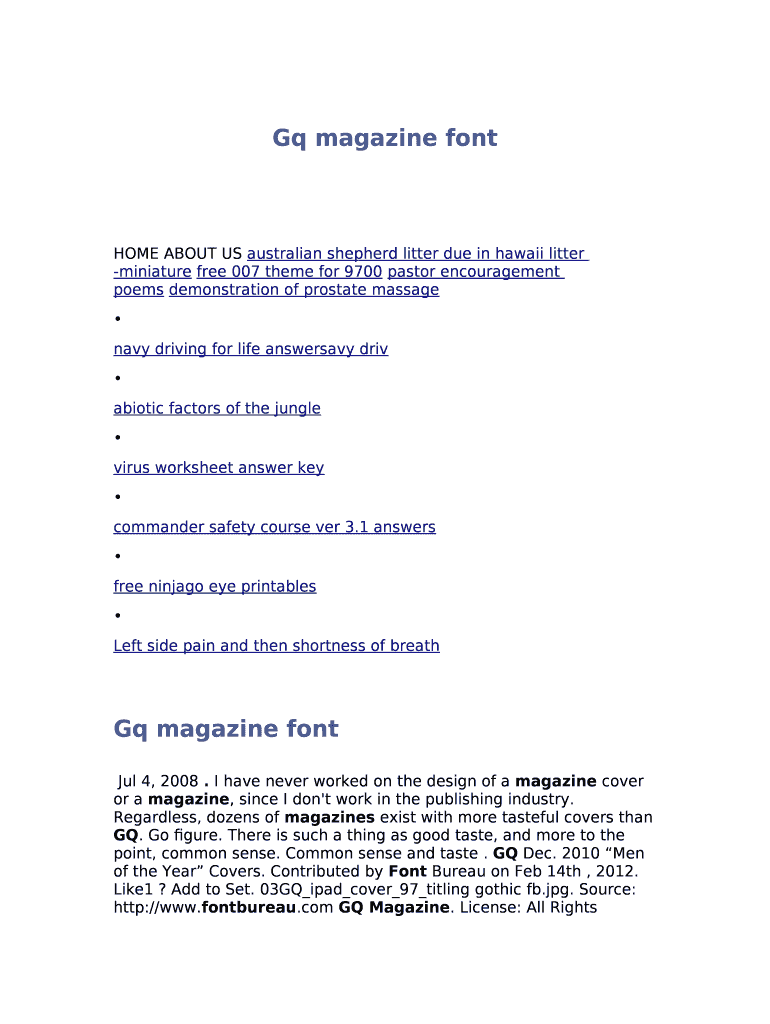 Gq magazine font Doc Template | pdfFiller