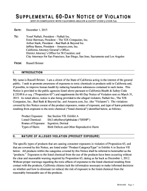 Fillable Online SUPPLEMENTAL 60-DAY NOTICE Fax Email Print - pdfFiller