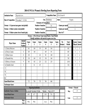 Fillable Online 2014-15 NCAA Women's Bowling Score Reporting Form Fax ...