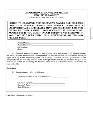This document waives and releases lien, stop payment notice, and ...
