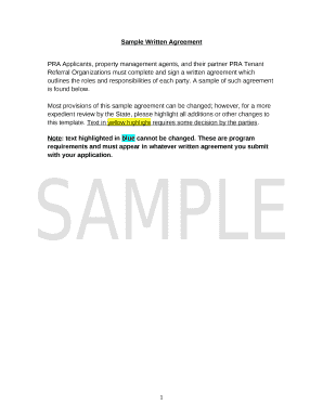 Sample Written Agreement Doc Template | pdfFiller