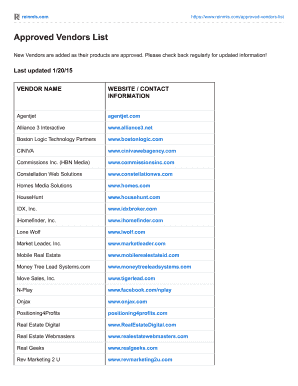Fillable Online com/approved-vendors-list Fax Email Print - pdfFiller