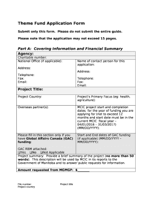 Theme Fund Application Doc Template | pdfFiller
