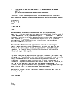 TENURED OR TENURE-TRACK FACULTY MEMBER APPOINTMENT LETTER Doc Template ...