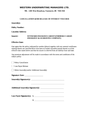 WESTERN UNDERWRITING MANAGERS LTD Doc Template | pdfFiller