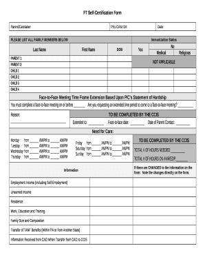 FT Self-Certification Doc Template | pdfFiller