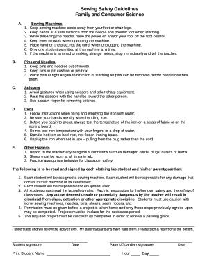 Sewing Safety Guidelines Doc Template | pdfFiller
