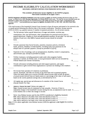 This worksheet will determine income eligibility for the HOPWA program ...