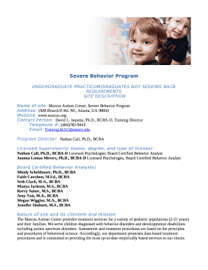 Severe Behavior Program Doc Template | pdfFiller