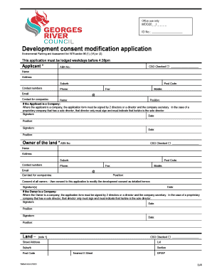 Fillable Online Development consent modification application Fax Email ...
