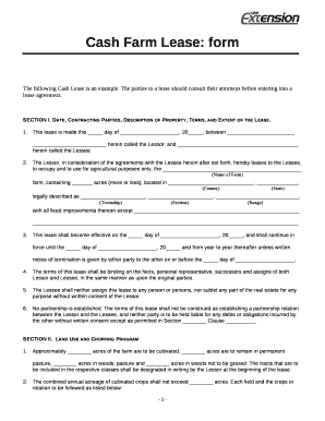 cash leases for farm ground Doc Template | pdfFiller