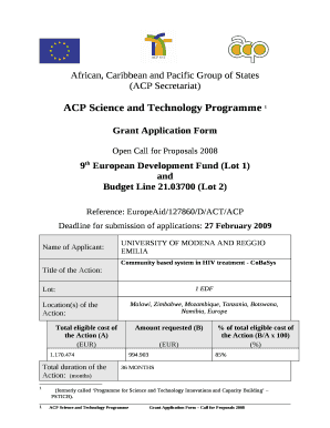 ACP Science and Technology Programme 1 Doc Template | pdfFiller