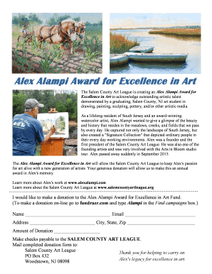 Fillable Online Alex Alampi Award for Excellence in Art Fax Email Print ...
