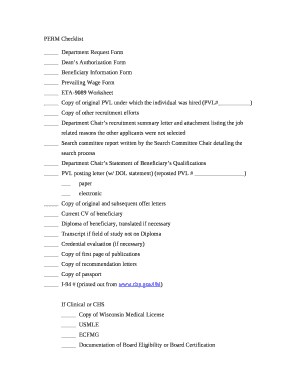 PERM Checklist Doc Template | pdfFiller