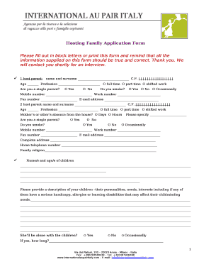 Hosting Family Application Doc Template | pdfFiller