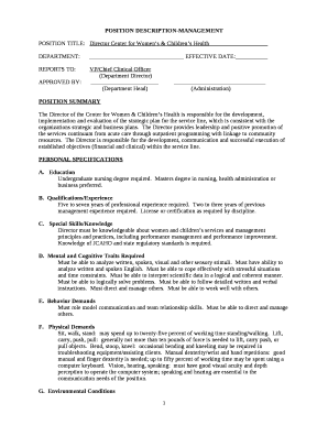 POSITION DESCRIPTION-MANAGEMENT Doc Template | pdfFiller