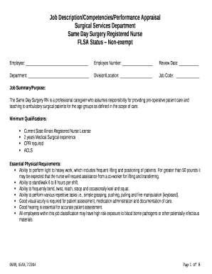 Same Day Surgery Registered Nurse Doc Template | pdfFiller