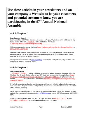 Article Template 1 Doc Template | pdfFiller