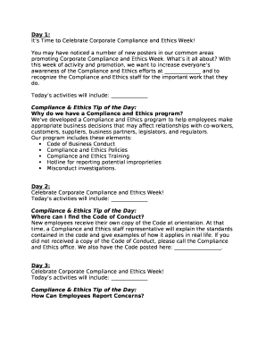 Its Time to Celebrate Corporate Compliance and Ethics Week Doc Template ...