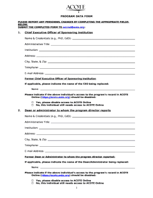 PROGRAM DATA Doc Template | pdfFiller