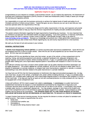 APPLICATION FOR MOBILE FOOD DISPENSING VEHICLE LICENSE WITH Plan Review ...