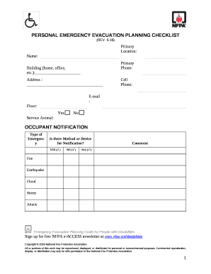 Personal Emergency Evacuation Planning Checklist Doc Template | pdfFiller