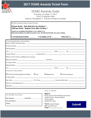 Fillable Online 2017 STARS Awards Ticket Form Fax Email Print - pdfFiller