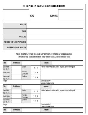 ST RAPHAELS PARISH REGISTRATION Doc Template | pdfFiller