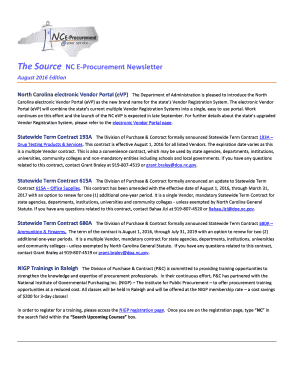 Fillable Online NC E-Procurement Newsletter Fax Email Print - pdfFiller