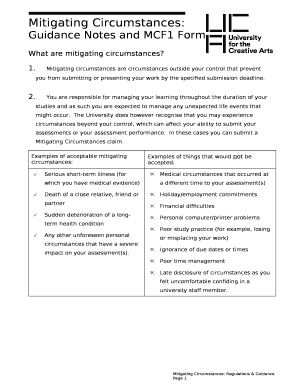Extenuating Circumstances Examples