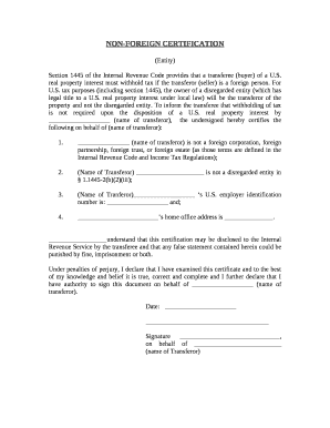 NON-FOREIGN CERTIFICATION Doc Template | pdfFiller