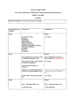 Table of Changes- Doc Template | pdfFiller