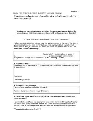 FOR APPLYING FOR A SUMMARY LICENCE REVIEW Doc Template | pdfFiller