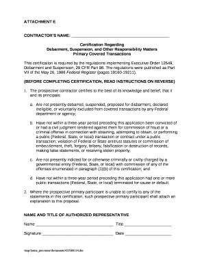 Debarment, Suspension, and Other Responsibility Matters Doc Template ...