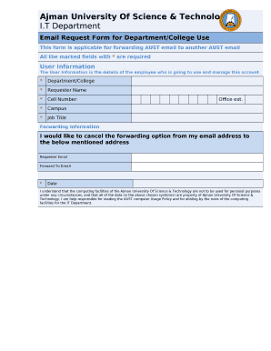 Email Request for Department/College Use Doc Template | pdfFiller