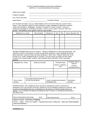 GA DCA Family/Household Size and Income Certification Doc Template ...