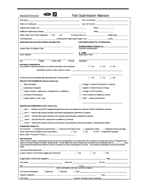 DaimlerChryslerPart Submission Warrant Doc Template | pdfFiller