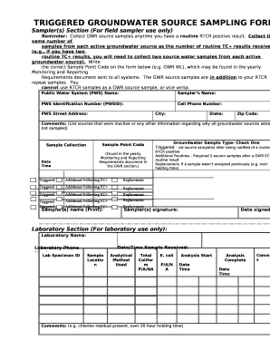 TRIGGERED GROUNDWATER SOURCE SAMPLING Doc Template | pdfFiller