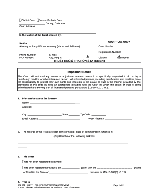 TRUST REGISTRATION STATEMENT Doc Template | pdfFiller