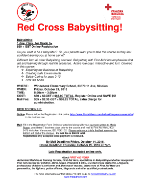 Fillable Online Babysitting with First Aid Hero emphasizes first Fax ...