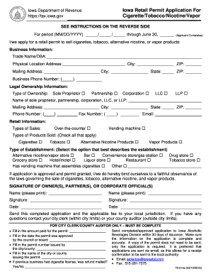 Fillable Online Iowa Retail Permit Application For Fax Email Print ...