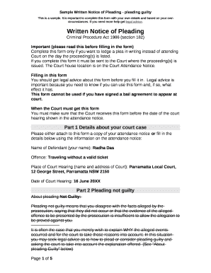 Sample Written Notice of Pleading - pleading guilty Doc Template ...