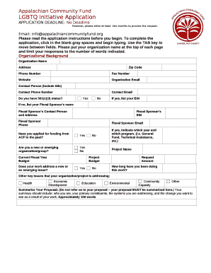 LGBTQ Initiative Application Doc Template | pdfFiller