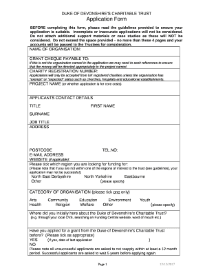 DUKE OF DEVONSHIRE'S CHARITABLE TRUST Doc Template | pdfFiller