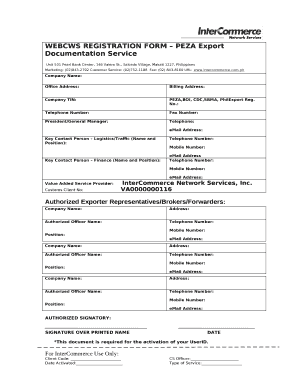 WEBCWS REGISTRATION PEZA Export Documentation Service template Doc ...