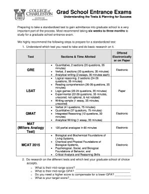 Fillable Online Grad School Entrance Exams Fax Email Print - pdfFiller