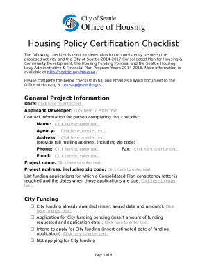Housing Policy Certification Checklist Doc Template | pdfFiller