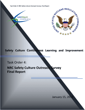 Fillable Online Task Order 4: NRC Safety Culture Outreach Survey, Final ...